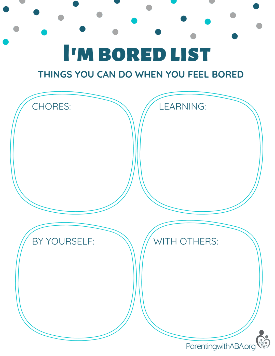 I'm bored list | Parenting with ABA